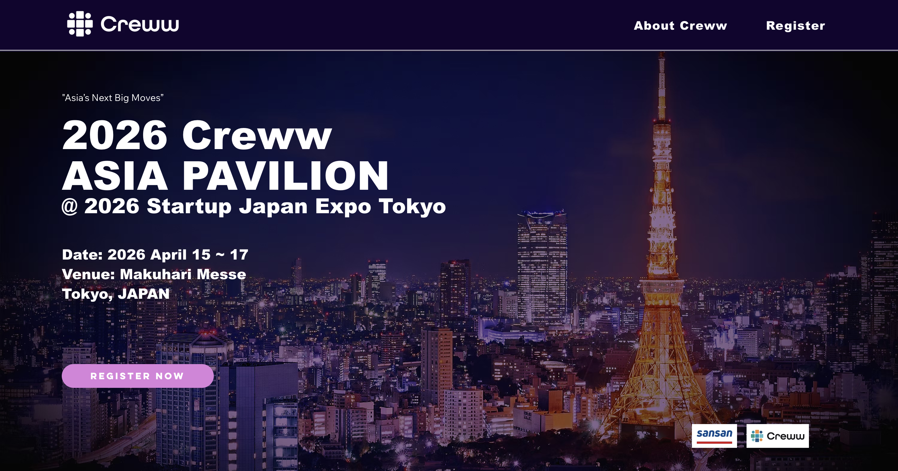 2026年4月に幕張メッセにて開催される『Startup JAPAN EXPO 2026』内で『2026 Creww Asia Pavilion』を開催します